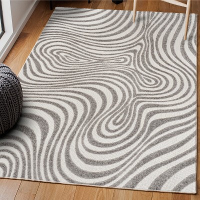 Jonathan Y Maribo High-low Abstract Groovy Striped Gray/ivory 5 Ft. X 8 ...