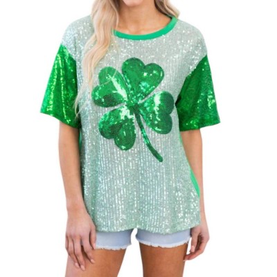 Women's Lucky Clover Sequin Top - Bibi : Target