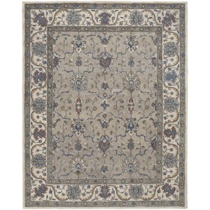 HomeRoots 5' X 8' Ivory and Blue Wool Floral Hand Tufted Area Rug : Target