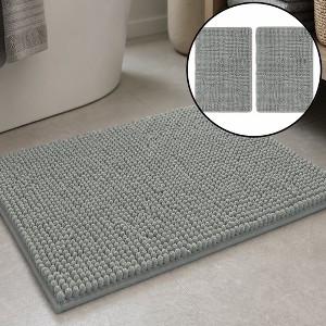 Home Mart Goods Set of 2 Light Grey Soft Cozy Plush Chenille Bath Mat ...
