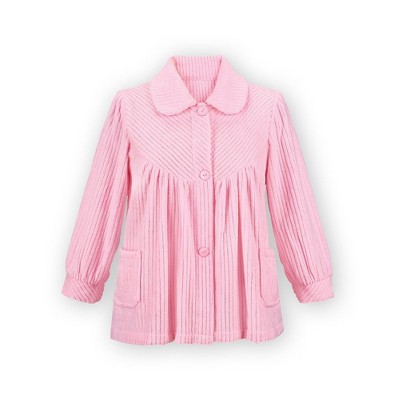 Collections Etc Soft Fleece Full-button Front Bed Jacket With Pockets ...