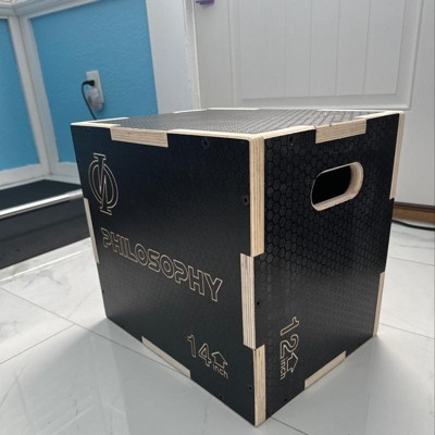 Philosophy Gym 3 In 1 Non-slip Wood Plyo Box, 20" X 18" X 16", Black ...