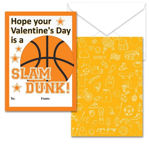 Paper Frenzy Basketball Themed Valentines - 25 Pack With Envelopes : Target