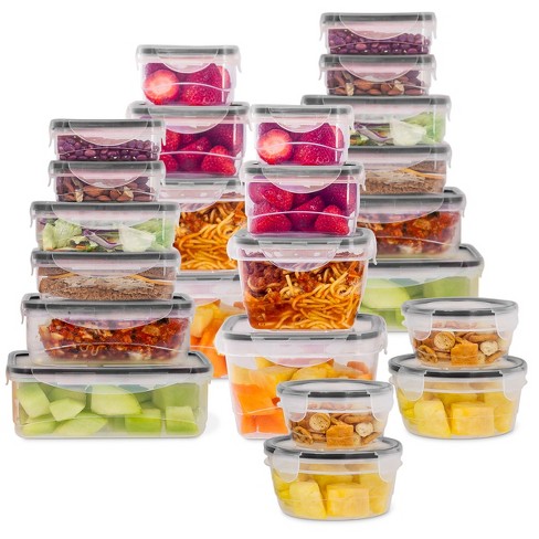Lexi Home Plastic Containers With Snap Lock Lids (set Of 24) In Black ...