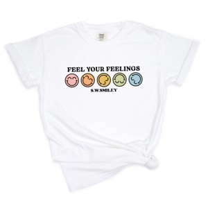 S.W.Smiley Feel Your Feelings Rainbow Smileys - Women's Garment Dyed ...