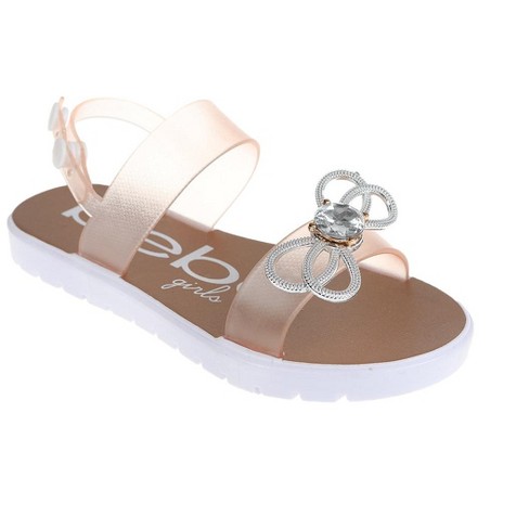 Bebe Girl's Flat Sandals With Rhinestone Bow Detail And Fruit Glitter ...