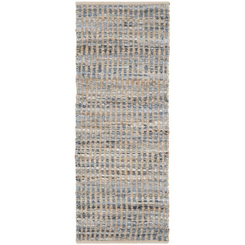 Cape Cod Cap352 Hand Woven Runner Rug - Natural/blue - 2'3"x6 ...