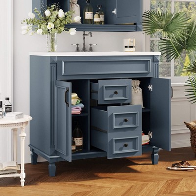 ORRD 36'' Modern Bathroom Vanity with Sink, 2 Soft-Close Doors & 2 ...
