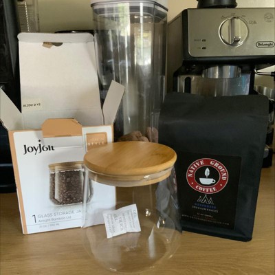 Joyful Large Glass Cookie Jar With Bamboo Lid - 31 Oz Food Kitchen ...