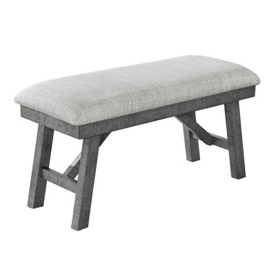 Upholstered Rustic Grey Dining Bench With Light Grey Linen Fabric : Target