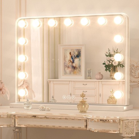 Keonjinn Large LED Vanity Makeup Mirror with LED Bulb Lights Hollywood Makeup Mirror White 23 x18