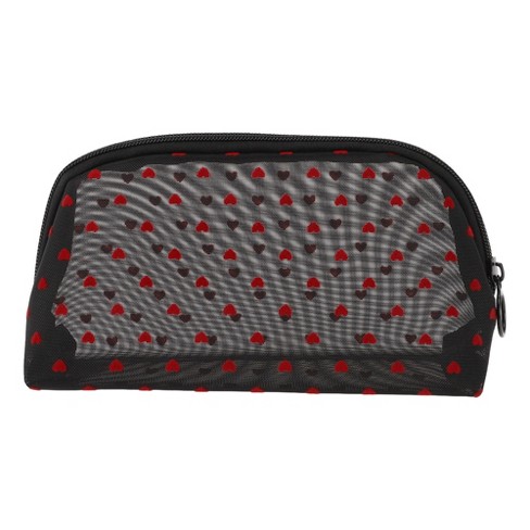 Unique Bargains Women's Mesh Semicircle Cosmetic Bag Black 1 Pc : Target