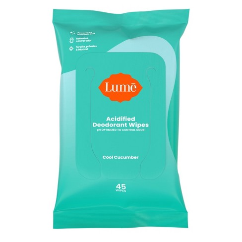 Lume Acidified Deo Wipes Pouch - Cucumber - 45ct : Target