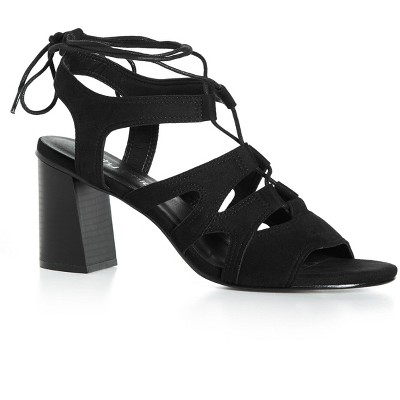 City Chic | Women's Wide Fit Strap Lacey Heel - Black - 9w : Target