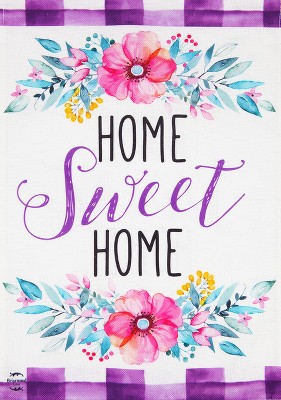 Floral Home Sweet Home Spring Burlap House Flag 28" X 40" Briarwood ...