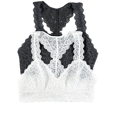 Jezebel By Felina Women's Lace Bralette 2 Pack (white Castlerock ...