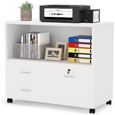 Tribesigns Mobile Lateral File Cabinet With Lock, White : Target