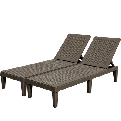 Lacoo Outdoor Chaise Lounge Pe Quick Assembly Chairs With Adjustable ...