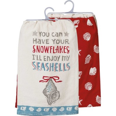 Decorative Towel My Seashells Dish Towel Set Cotton Winter Shells Beach ...