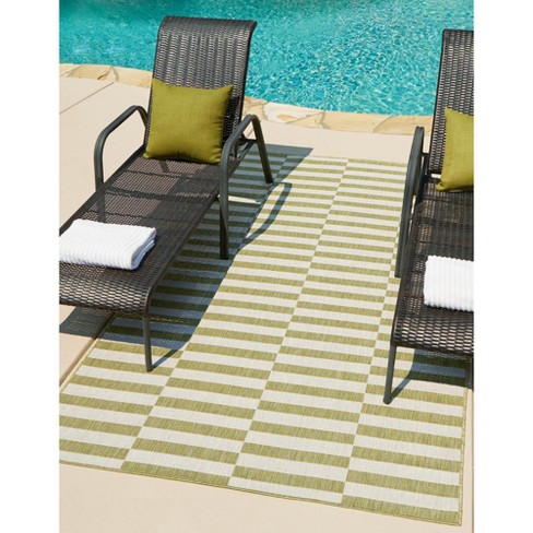 Unique Loom Outdoor Striped Striped Geometric Woven Area Rug : Target