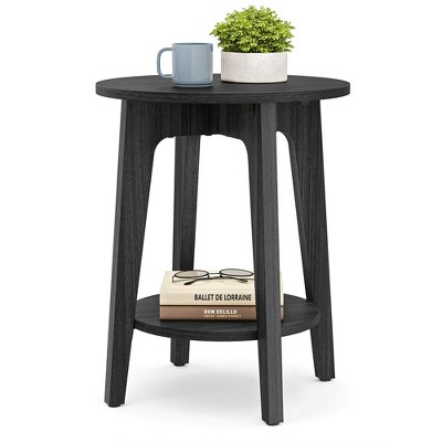 Vasagle Round Side Table With Lower Shelf, End Table For Small Spaces ...