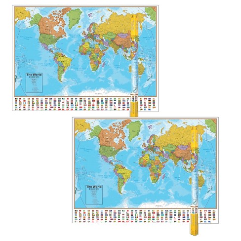 Hemispheres® Blue Ocean Series World Laminated Wall Map, 38" X 51 ...