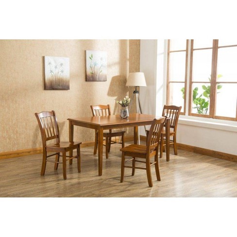 5pc Shaker Dining Set Walnut - Boraam: Rectangle Table, 4 Armless ...