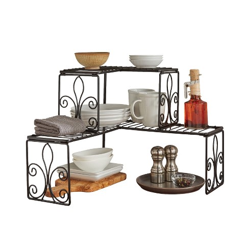 Brylanehome Scroll 2-tier Corner Shelf Kitchen Space Saver Organization ...