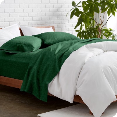 Split King Heathered Forest Green 5 Piece Ultra-soft Double Brushed ...