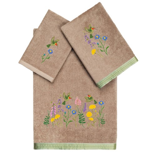 3pc Hada/colibri Design Embellished Towel Set Cocoa - Linum Home ...