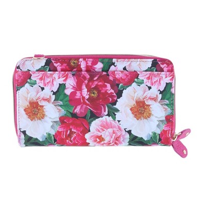 Buxton Women's Leather Long Bifold Organizer Wallet With Floral Emboss ...