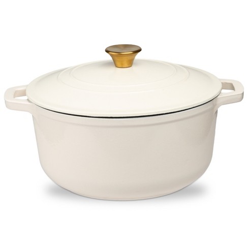 Lexi Home Enameled 6 Qt. Cast Iron Dutch Oven - Cream : Target