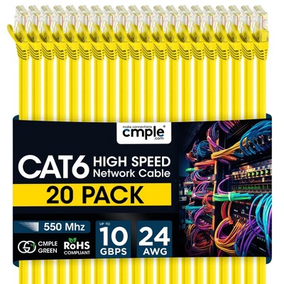 Cmple - 20 Pack Cat6 Ethernet Cable 1.5 ft Cat 6 Network Cables with ...