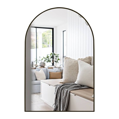Wallbeyond 24"x36" Arched Aluminum Wall Mirror Black : Target