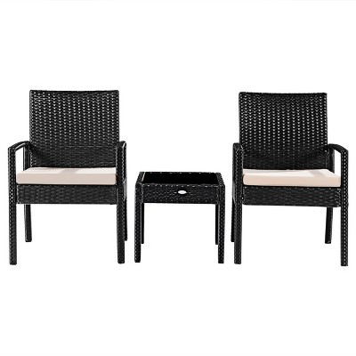 Tangkula Cushioned Outdoor Wicker Rattan Chair Set Patio Furniture ...