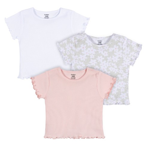 Gerber Baby & Toddler Girls Short Sleeve Tees, 3-pack : Target