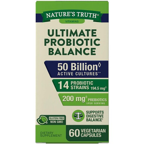 Nature's Truth Probiotic 50 Billion Cfu | 200mg Prebiotics | 60 ...