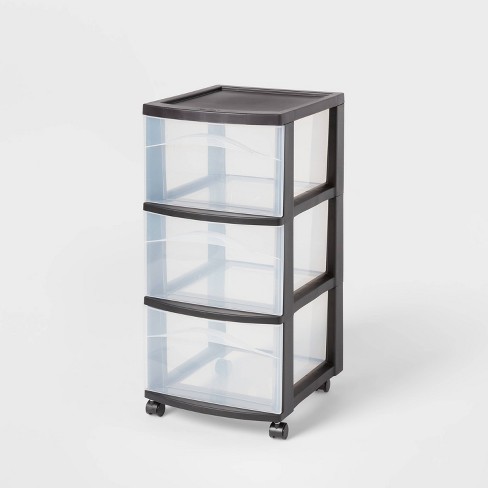 3 Drawer Medium Cart Black - Brightroom™ : Target