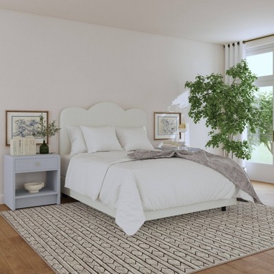 Queen Lizzie Bed In Textured Linen Zuma White - Threshold™: Pine Frame ...