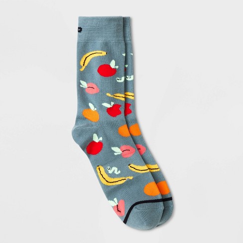 Pair Of Thieves Men's Fruits Cushion Crew Socks - Gray 6-12 : Target