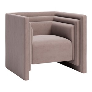 HomeStock 29.7 in H Taupe Finish Square Wood Frame Straight Armchair ...