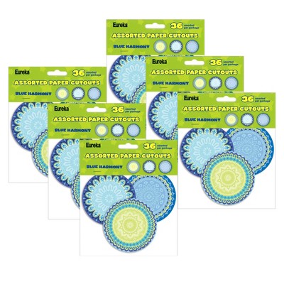 Eureka® Blue Harmony Assorted Round Paper Cut Outs, 36 Per Pack, 6 ...