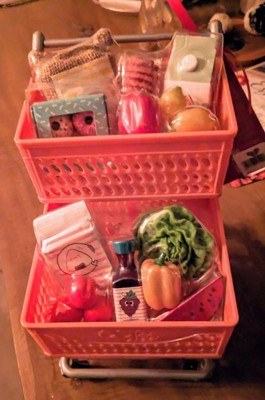 Our Generation Supermarket Play Pink Grocery Shopping Cart & Food ...