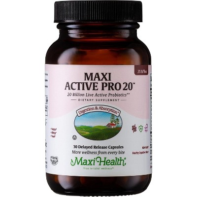 Maxi Health Maxi Active Pro-20, 20 Billion Live Active Probiotics, 15 ...