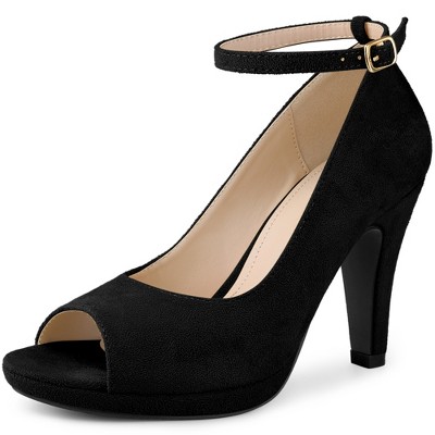 Perphy Women's Platform Peep Toe Ankle Strap Stiletto Heel Pumps : Target