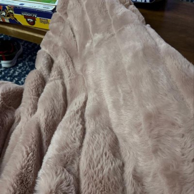 Textured Faux Fur Reversible Throw Blanket Cream - Threshold™ : Target