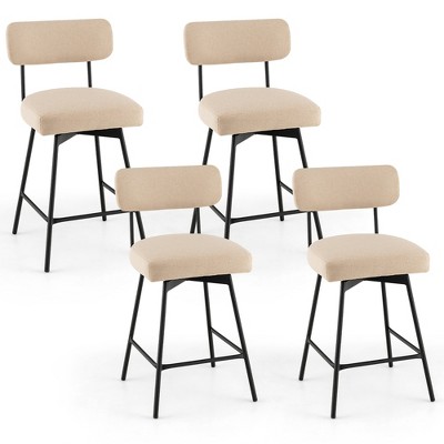 Costway Set Of 4 Swivel Bar Stools Counter Height Upholstered Kitchen ...