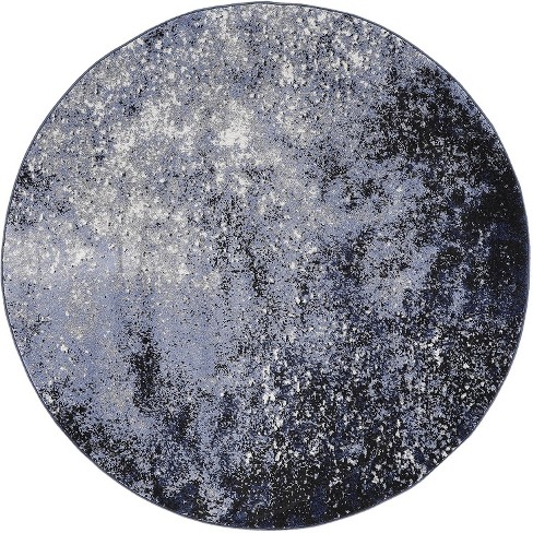 Nourison Passion Celestial Moon Area Rug Light Blue Black 5'3" X Round ...