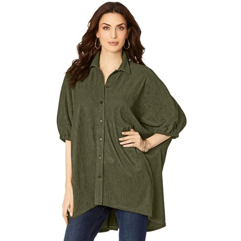 Roaman's Women's Plus Size Button-down Textured Knit Tunic. - 18/20 ...
