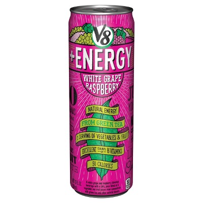 V8® +Energy Lightly Carbonated White Grape Raspberry Juice - 12 fl oz ...
